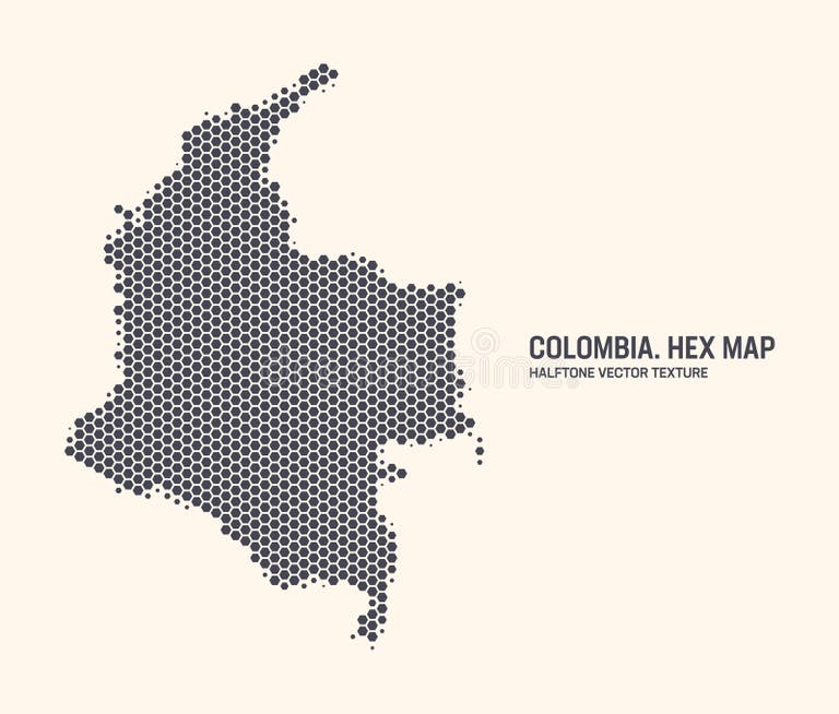 Colombia Map Vector Hexagonal Half Tone Pattern Isolate on Light ...
