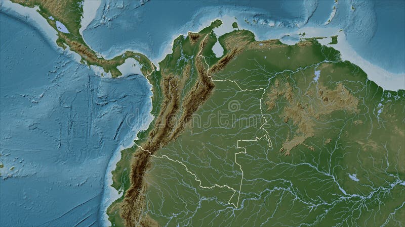 Colombia outlined. Pale stock illustration. Illustration of colombia ...