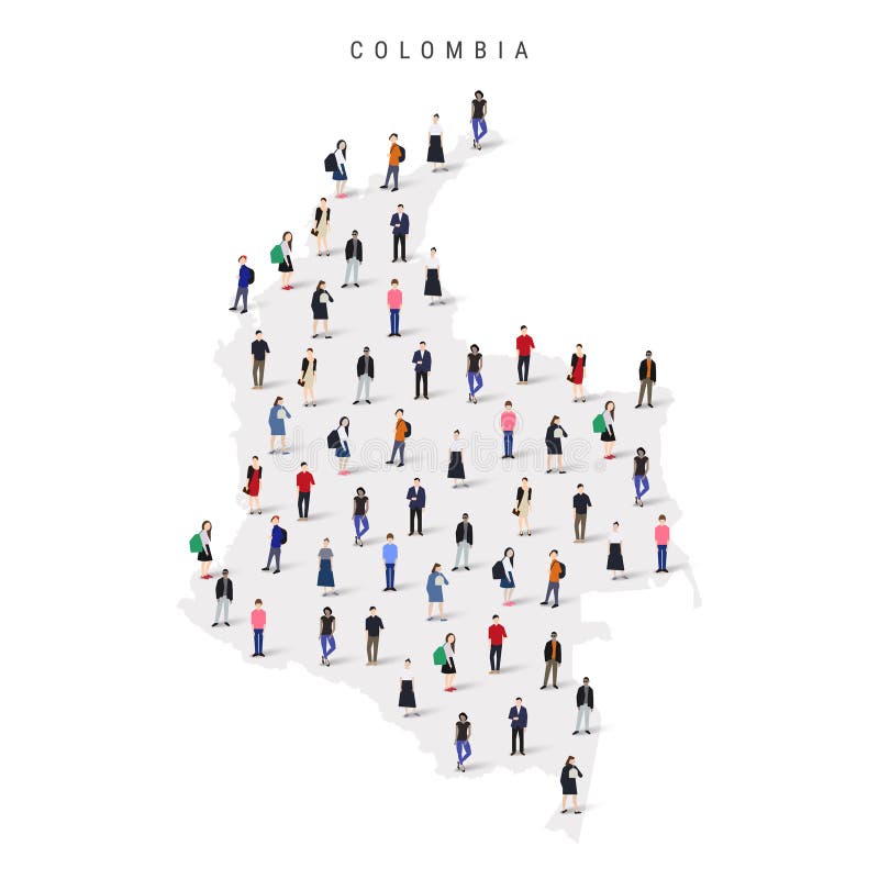 Colombia Population Map. Large Group of People in a Shape of Colombian ...