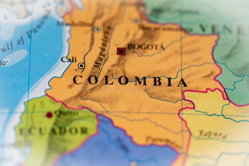 Colombia Resaltada En Un Mapa Mundial Imagen de archivo - Imagen de ...