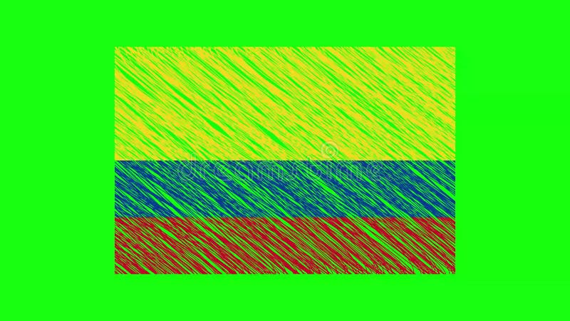 Colombia Scribble Animation on Green Screen Background. Looping ...