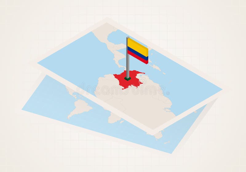Colombia Selected on Map with Isometric Flag of Colombia Stock Vector ... Colombia Selected on Map with Isometric Flag of Colombia Stock Vector ...