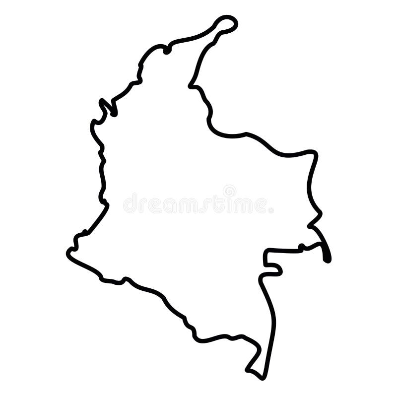 Colombia - Solid Black Outline Border Map of Country Area. Simple Flat ...