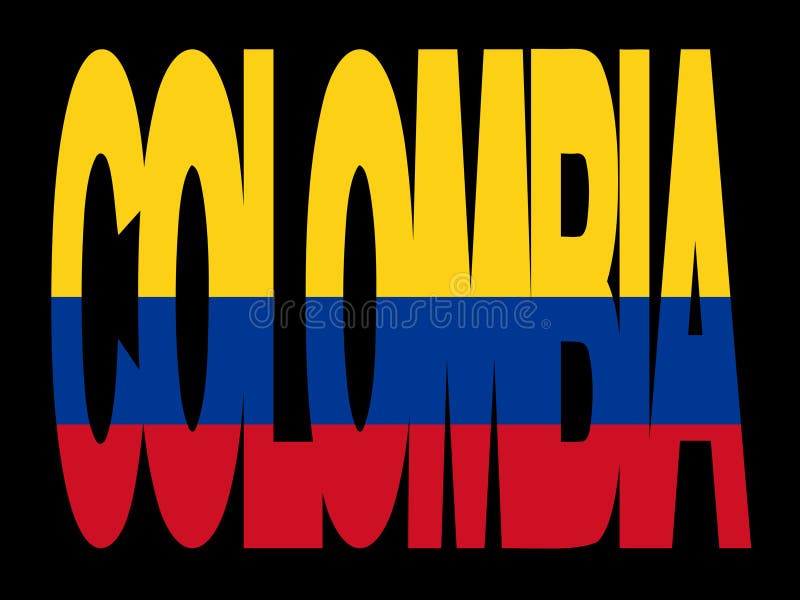 Colombia text with flag stock vector. Illustration of colombia - 4393655