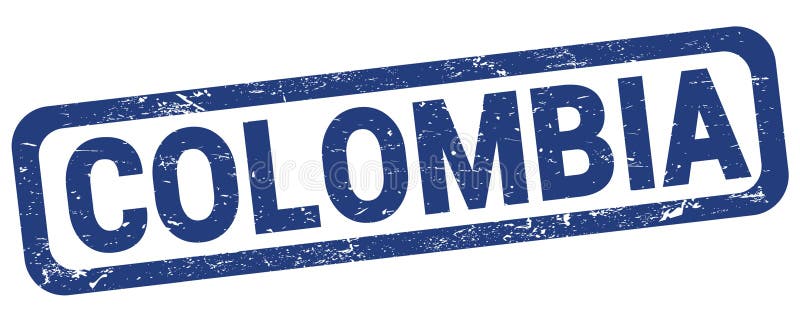 COLOMBIA Text Written on Blue Rectangle Stamp Stock Illustration ...