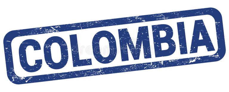 COLOMBIA Text Written on Blue Rectangle Stamp Stock Illustration ...