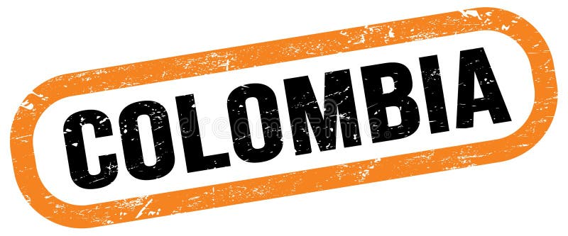 COLOMBIA, Text Written on Orange-black Stamp Sign Stock Illustration ...