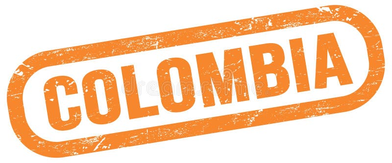 COLOMBIA, Text Written on Orange Stamp Sign Stock Illustration ...