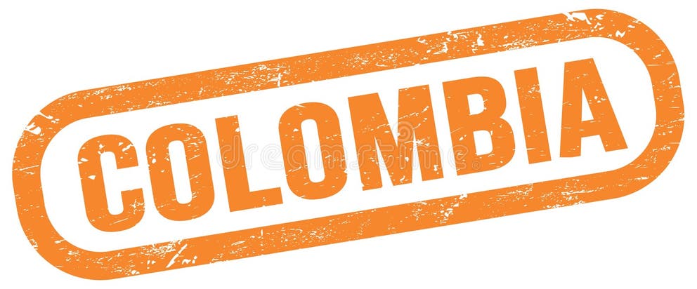 COLOMBIA, Text Written on Orange Stamp Sign Stock Illustration ...