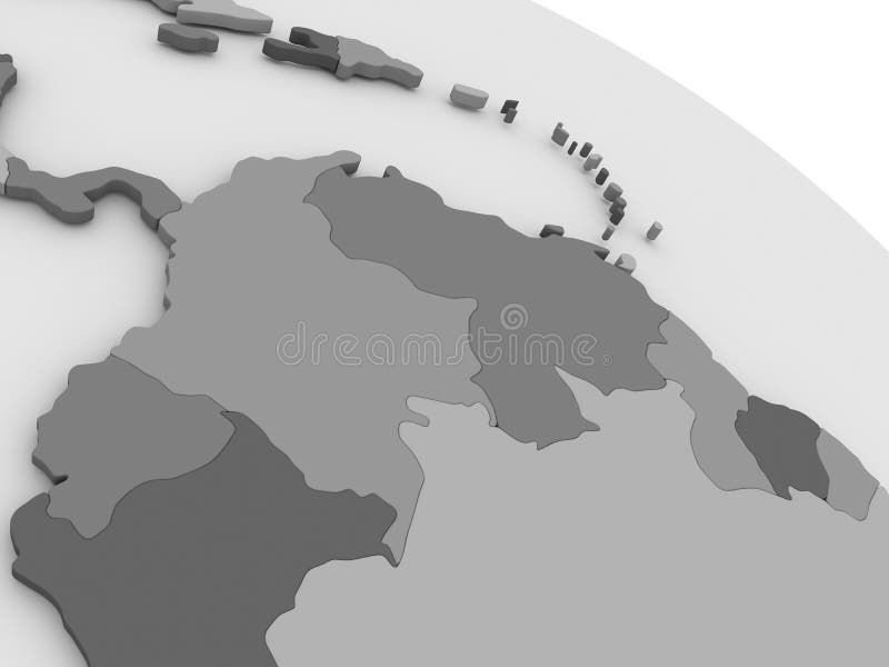 Colombia and Venezuela on Grey 3D Map Stock Illustration - Illustration ...