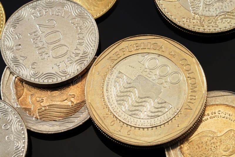 Colombian Coins Close Up stock photo. Image of business - 93778568