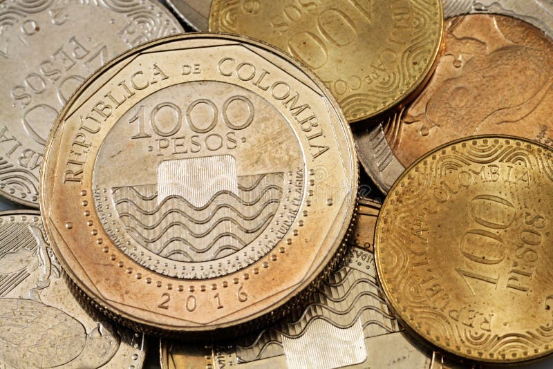 Colombian Coins in Macro on Black Stock Photo - Image of mint, close ...