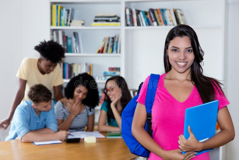 Colombian Female Student with Group of International Students Stock ...