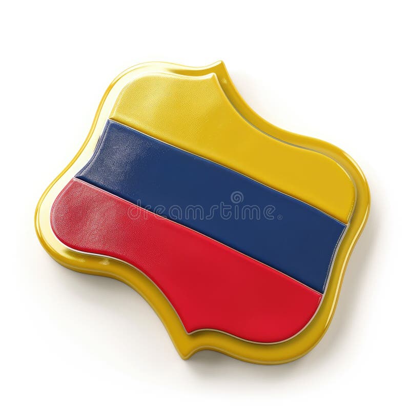 Golden Shield with Colombian Flag: a 3D Rendering Stock Illustration ...