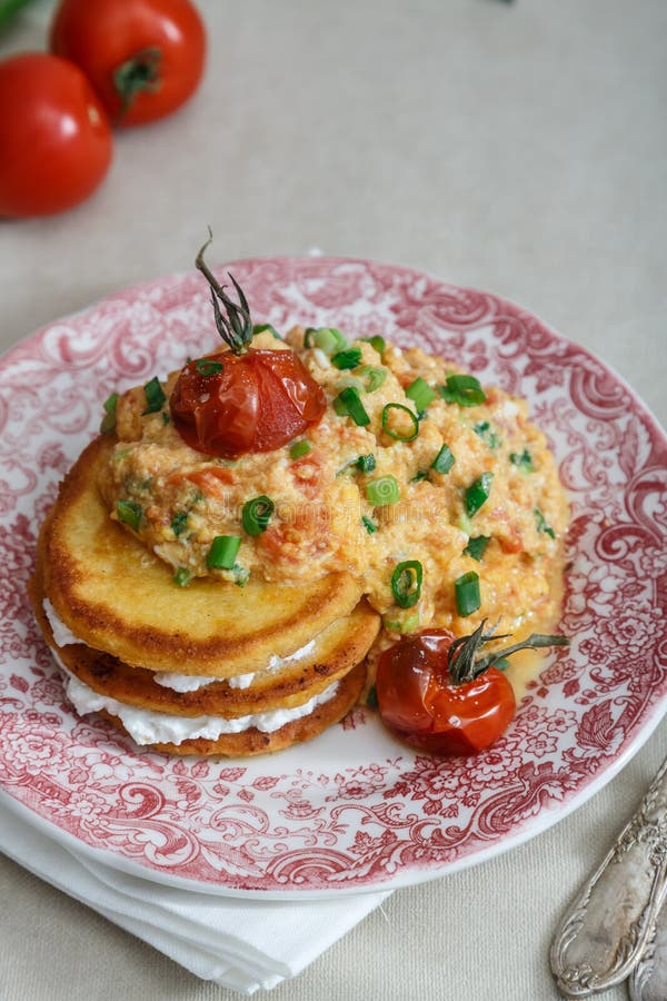 Colombian Scrambled Eggs Huevos Pericos with Tomato and Onion Stock ...