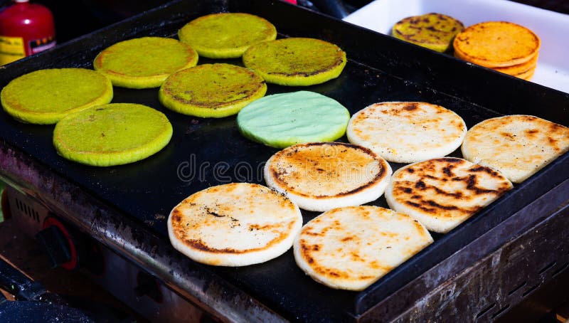 Colombian and Venezuelan Arepa Bread Stock Image - Image of stove ...