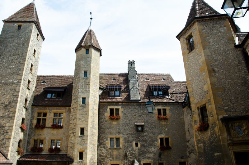 Colombier Castle - Neuchatel - Switzerland Stock Photo - Image of ...