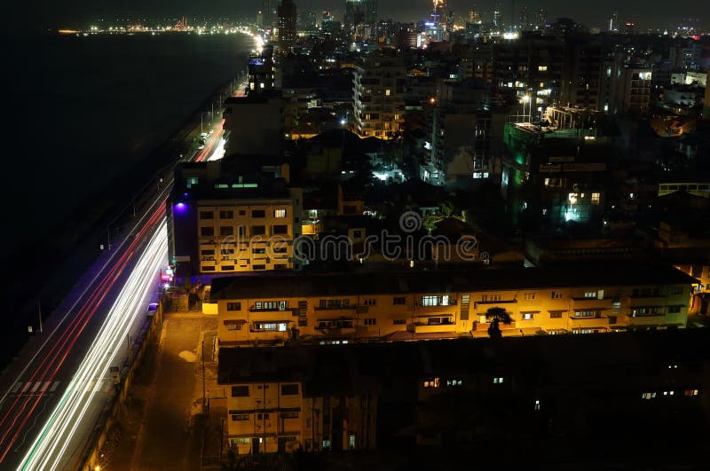Colombo Ocean Front Night 1 Stock Photo - Image of lanka, city: 89694606