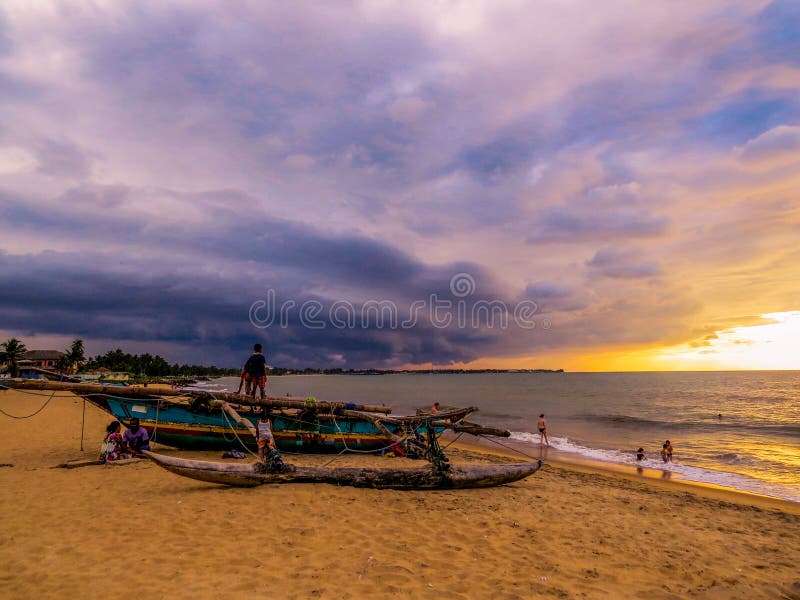 Sunset on the Beach in Colombo, Sri Lanka Editorial Photo - Image of ...
