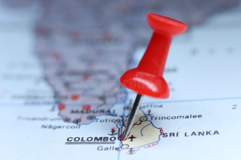 Colombo, Sri Lanka Pin on Map Stock Photo - Image of country, concept ...