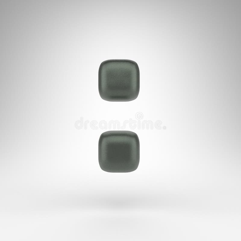 Colon Symbol on White Background. Anodized Green 3D Sign with Matte ...