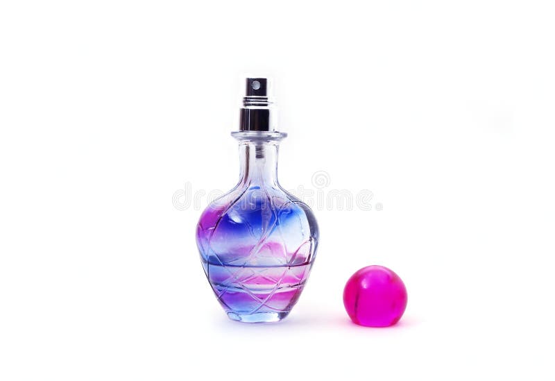 Botella de perfume azul imagen de archivo. Imagen de aislado - 12506055
