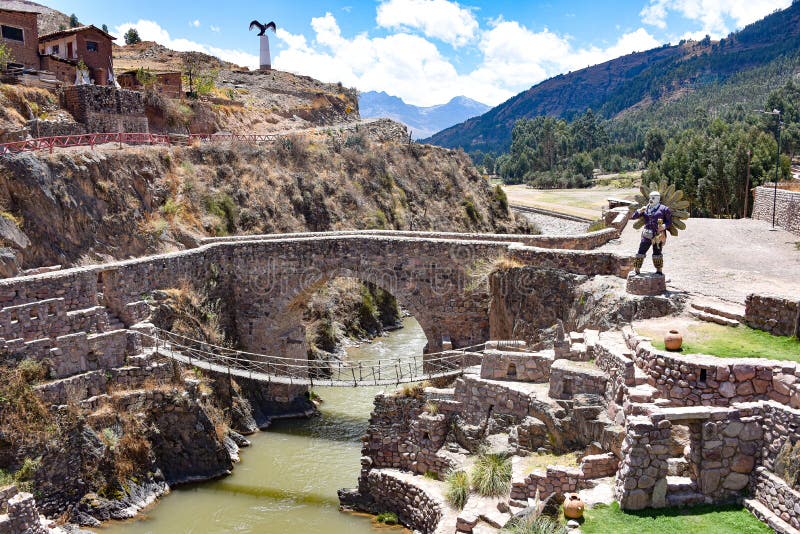 Colonial Bridges Spanning the River in Checacupe, Cusco, Peru Editorial ...