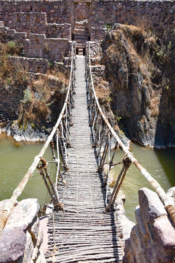 Colonial Bridges Spanning the River in Checacupe, Cusco, Peru Stock ...