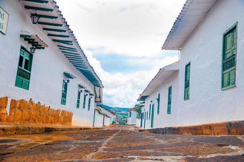 Colonial Buildings in Old Town of Barichara Stock Image - Image of road ...