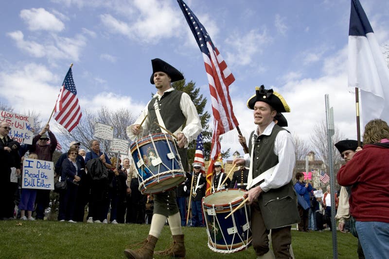 Colonial Dressed Drummers at Tea Party Event. Editorial Stock Image ...