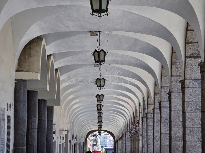 Colonial-era Architecture with Stone Arches Stock Image - Image of ...