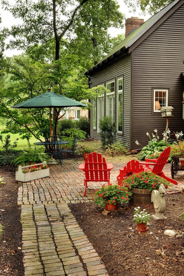 Colonial Home patio stock photo. Image of home, chairs - 179793540