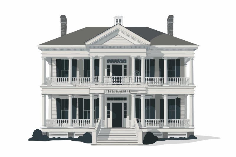 Colonial House Isolated Illustration Stock Vector - Illustration of ...