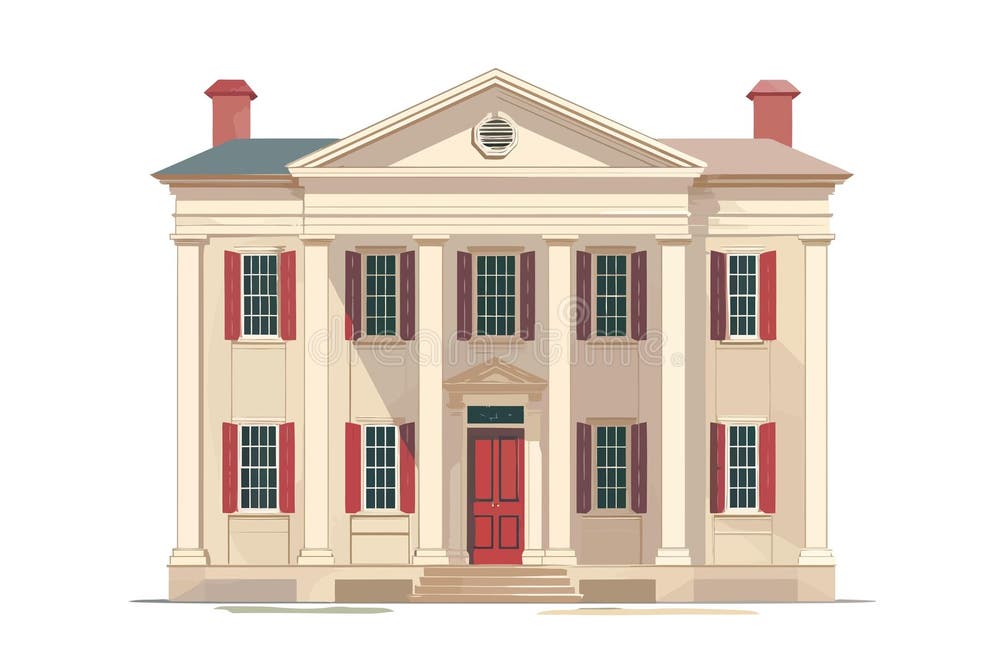 Colonial House Isolated Illustration Stock Vector - Illustration of ...