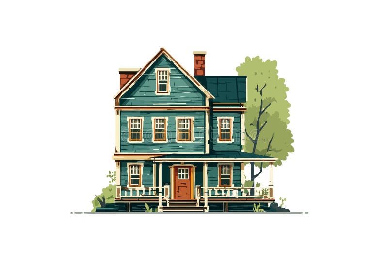 Colonial house isolated stock vector. Illustration of estate - 376673390