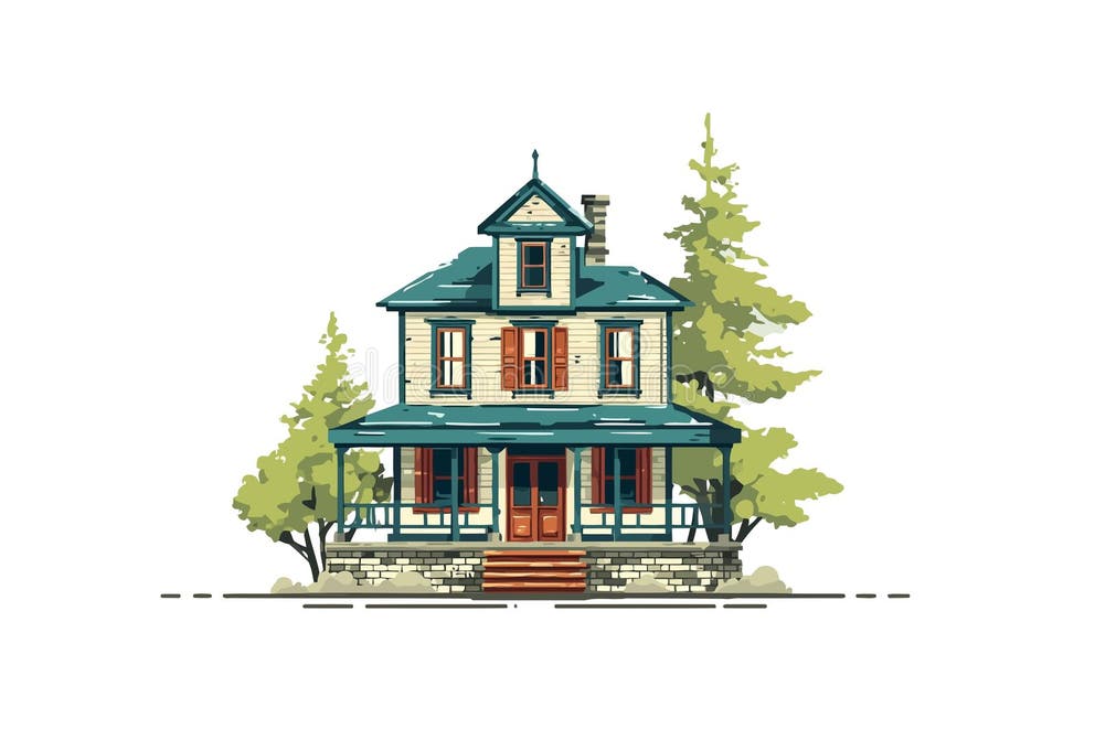 Colonial house isolated stock vector. Illustration of luxury - 377065848