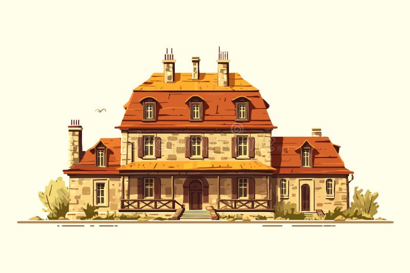 Colonial house isolated stock vector. Illustration of property - 377065853