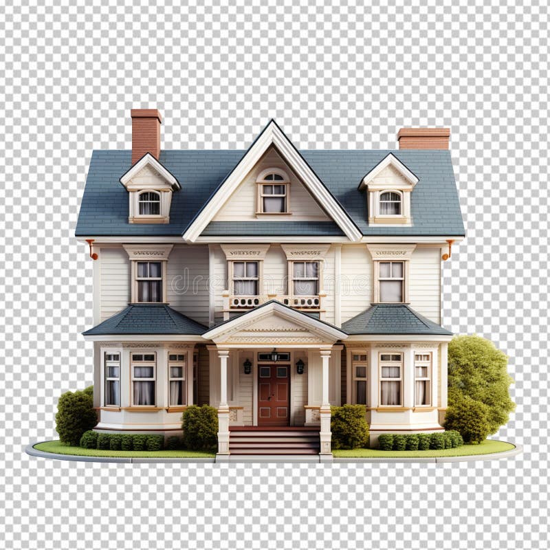 Colonial House Isolated on Transparent Background Stock Illustration ...