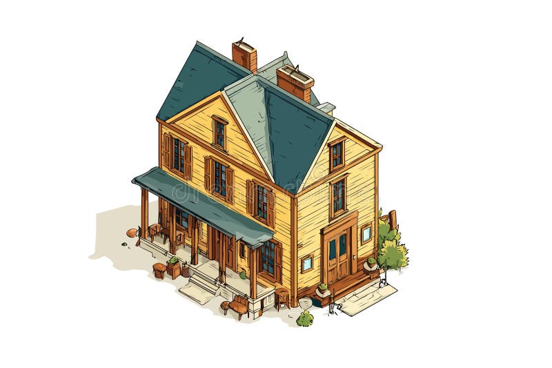 Colonial House Isometric Isolated Stock Vector - Illustration of ...