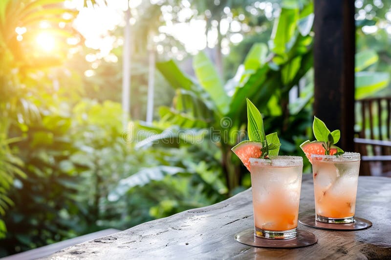 Colonial Indian Veranda with Gin and Tonic Cocktails Stock Image ...