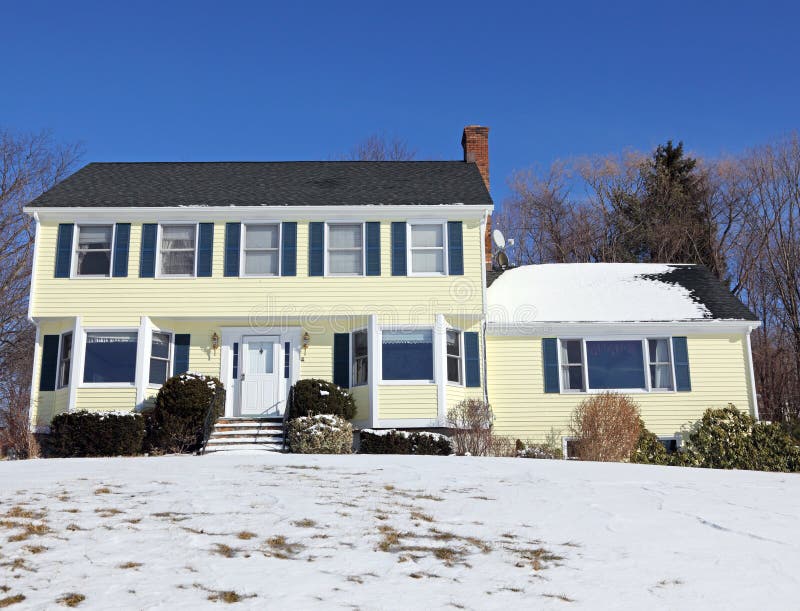 Nice Stone and Siding House in Snow Stock Image - Image of snow, cold ...