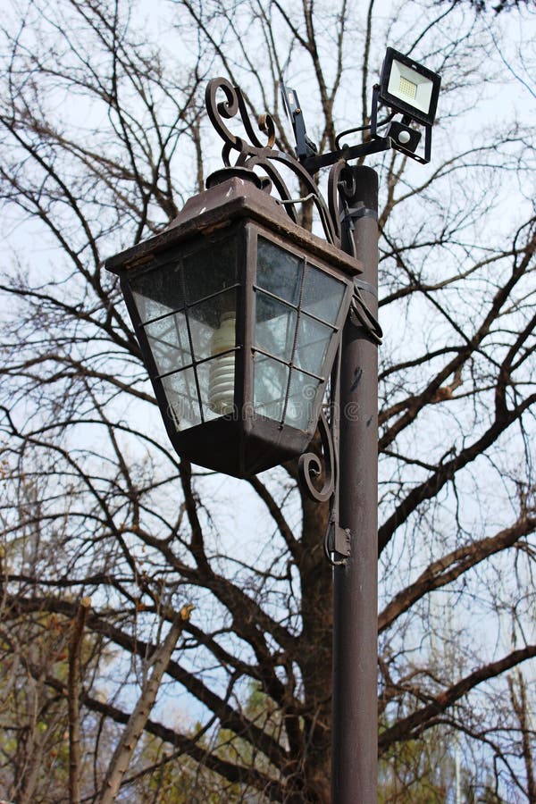 Colonial Style Lighting on an External Pole in the Garden Stock Image ...