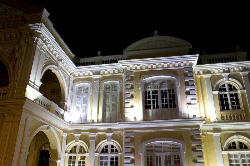 Colonial Town Hall at Night Stock Photo - Image of design, colonial ...