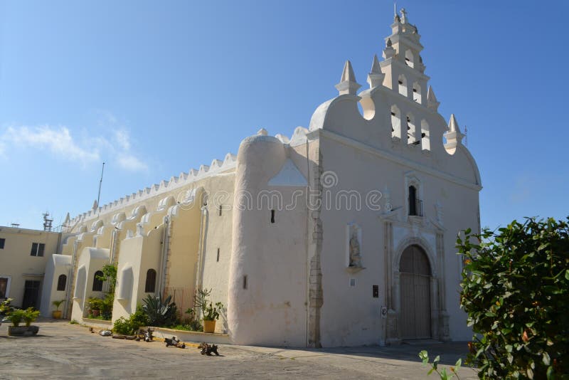 Colonial White Washed Church, Merida, Yucatan Stock Photo - Image of ...