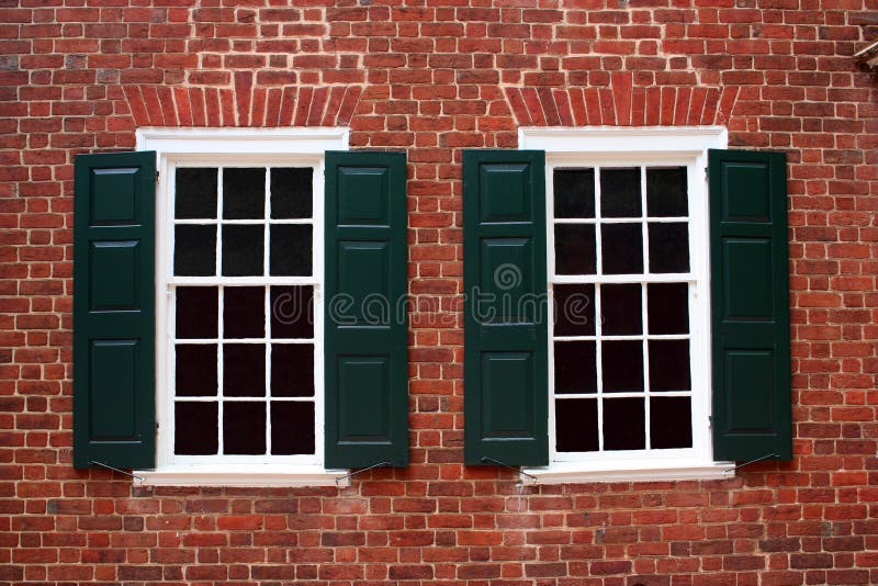 Colonial Windows stock image. Image of shade, green, creepy - 1230095