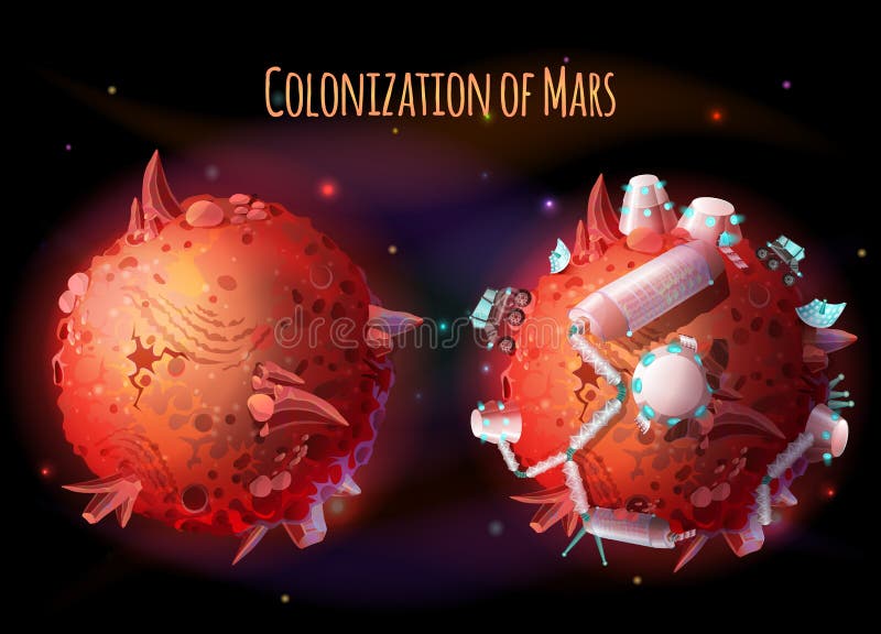 Colonization of Mars Concept Illustration Stock Illustration ...