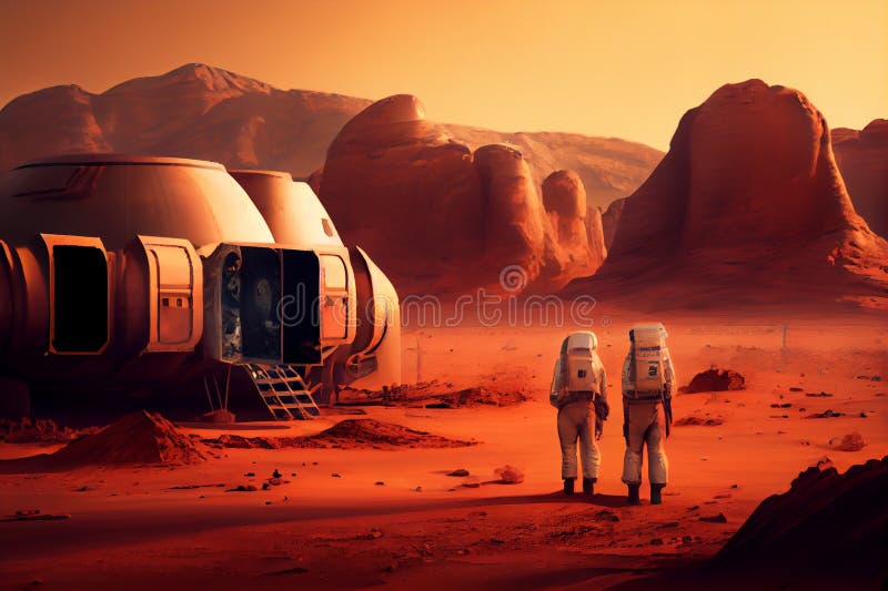 Colonization of Mars by People. AI Generated Stock Illustration ...