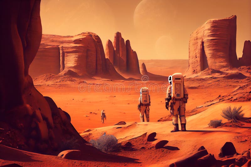 Colonization of Mars by People. AI Generated Stock Photo - Image of ...