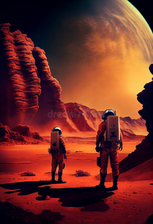 Colonization of Mars by People. AI Generated Stock Illustration ...