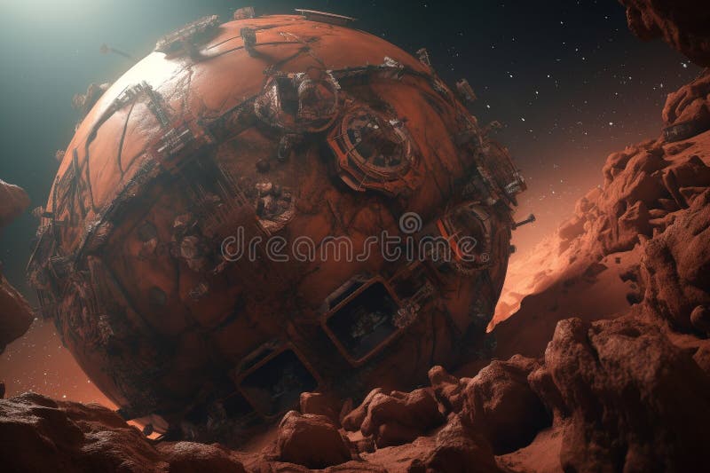 Colonization of Planet Mars. Generative AI Stock Illustration ...